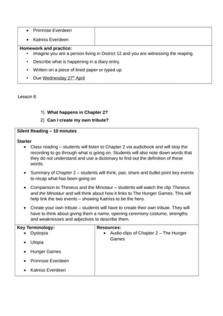 Scheme of Work - Hunger Games | DOC