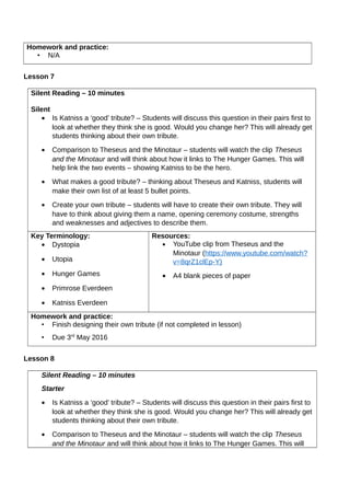 Scheme of Work - Hunger Games | DOC