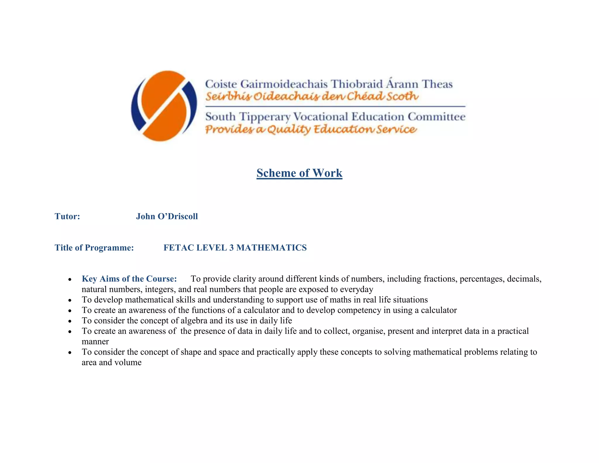 Scheme of work template 2 | DOCX