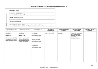 Scheme of work unit 8 sow form 2 | PDF