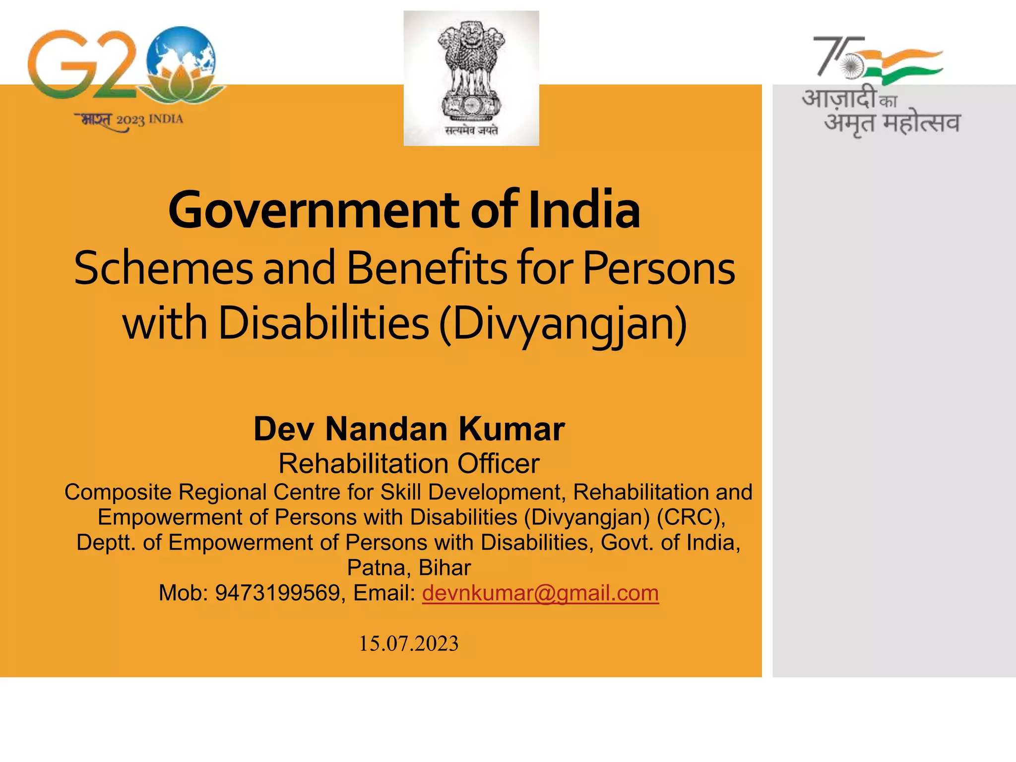 Schemes and Benefits for Persons with Disabilities (Divyangjan).ppsx