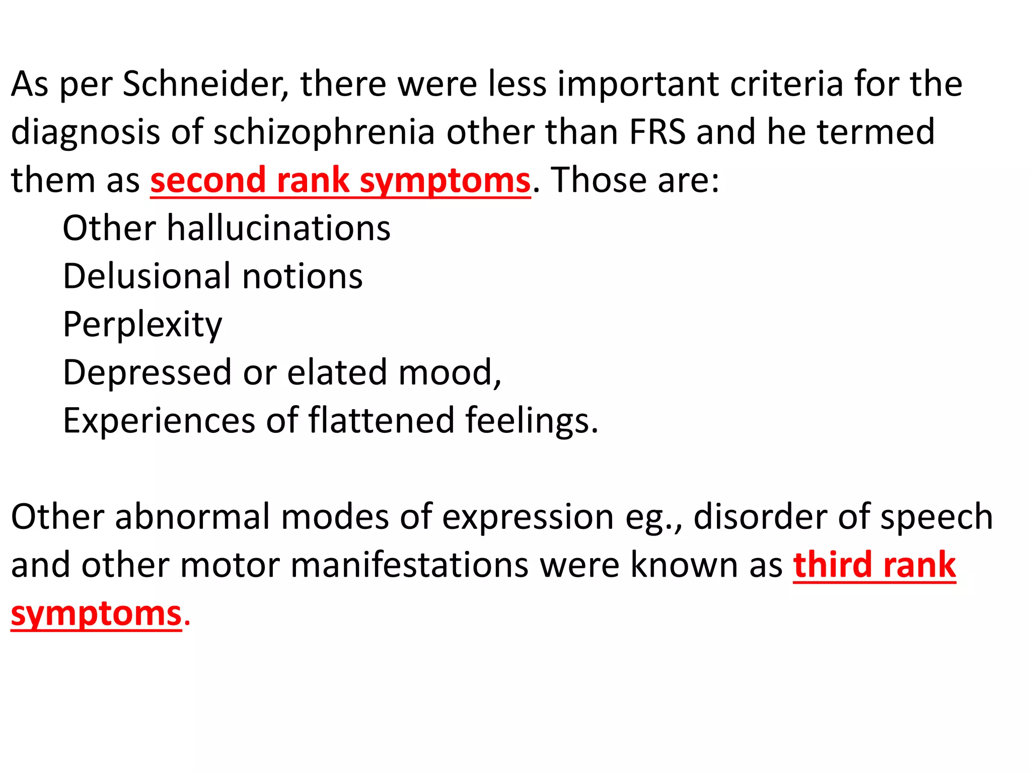 Schenider first rank symptoms | PPTX