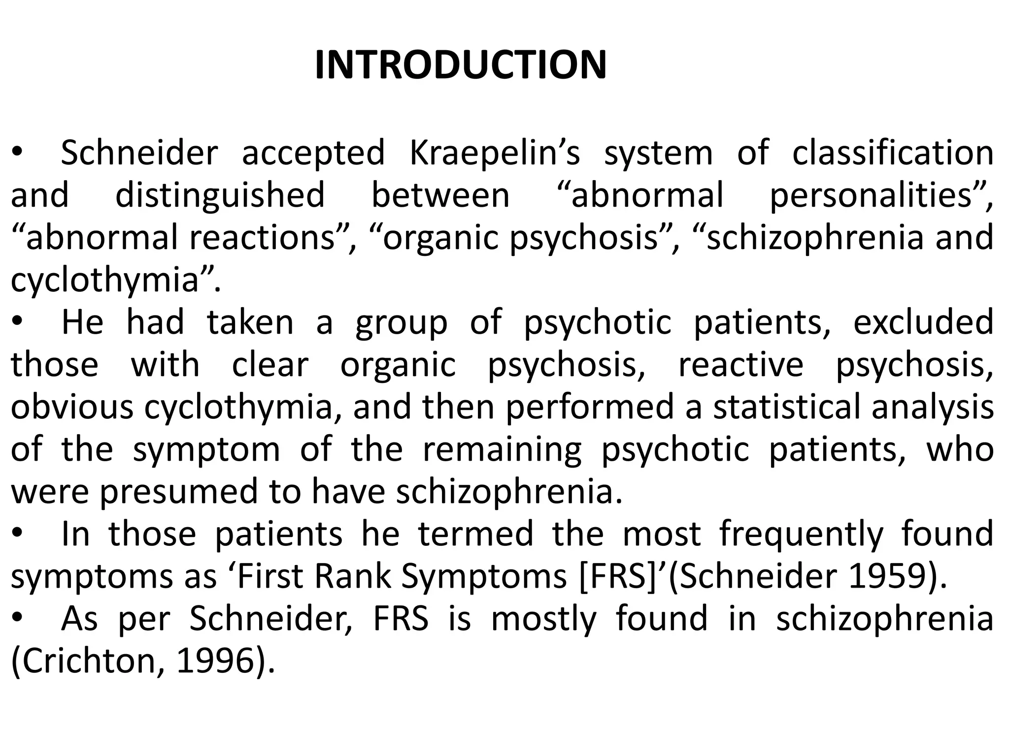 Schenider first rank symptoms | PPTX
