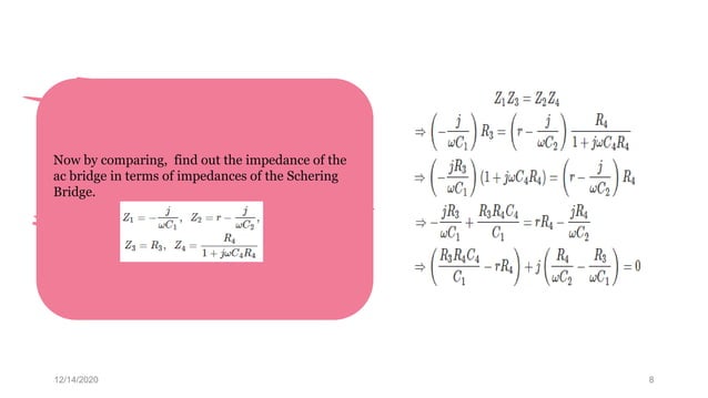 Schering bridge and its derivation | PPTX | Physics | Science