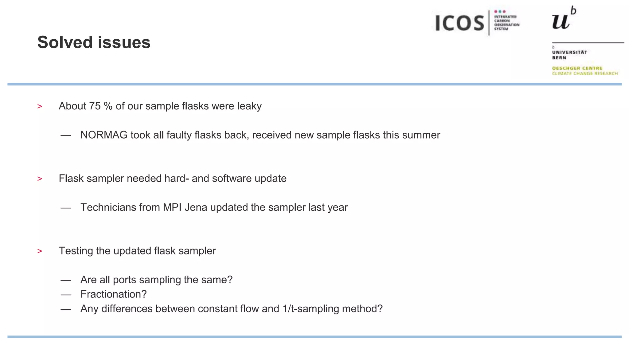 Schibig, Michael F.: ICOS flask sampler performance tests | PPT