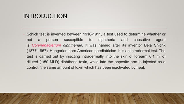 schick test diagnostic tests pharm D microbiology | PPTX