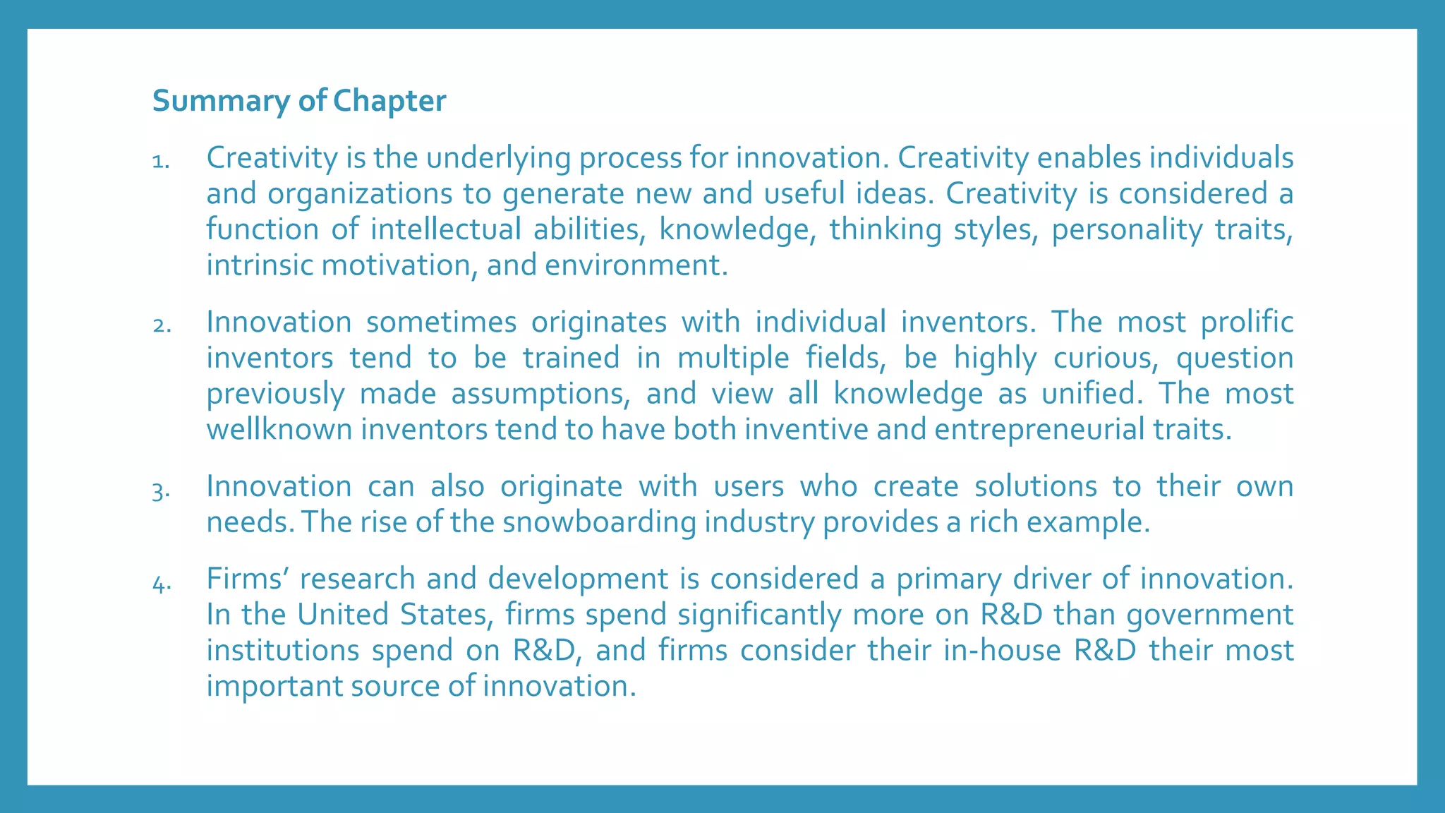 Schilling 2017 chapter two ( Sources of innovation ) | PPTX