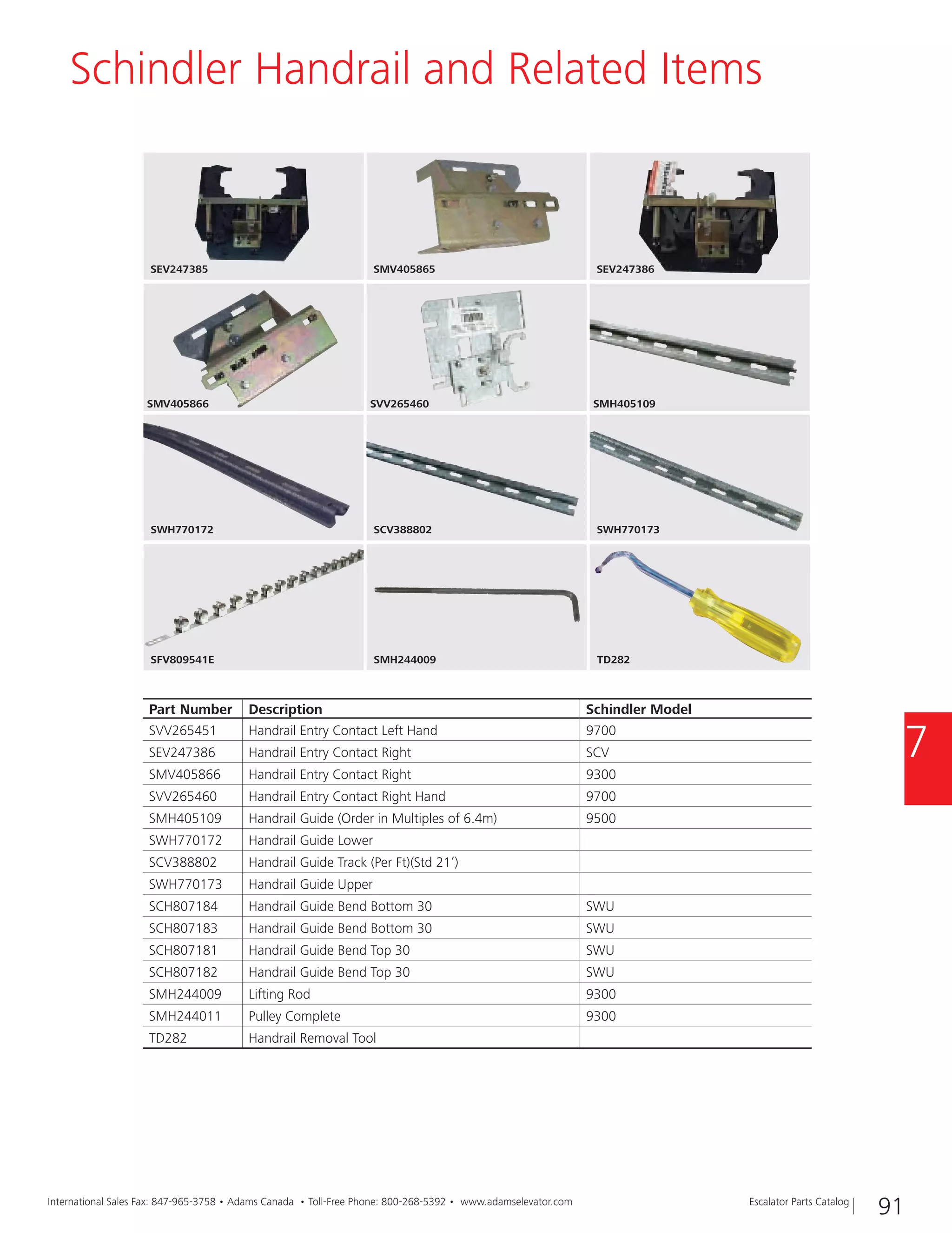 Schindler part list, escalator, travelator, | PDF