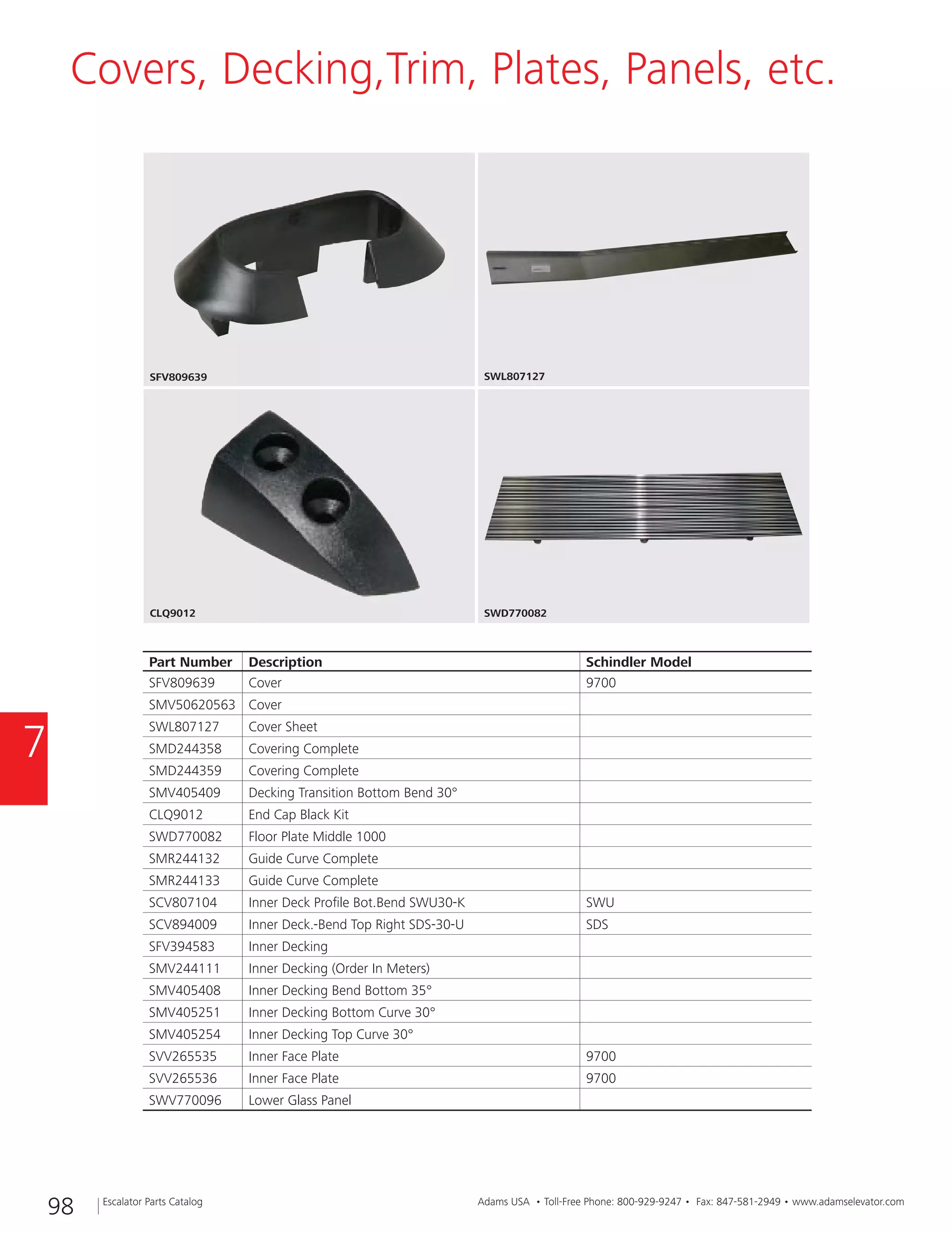 Schindler part list, escalator, travelator, | PDF