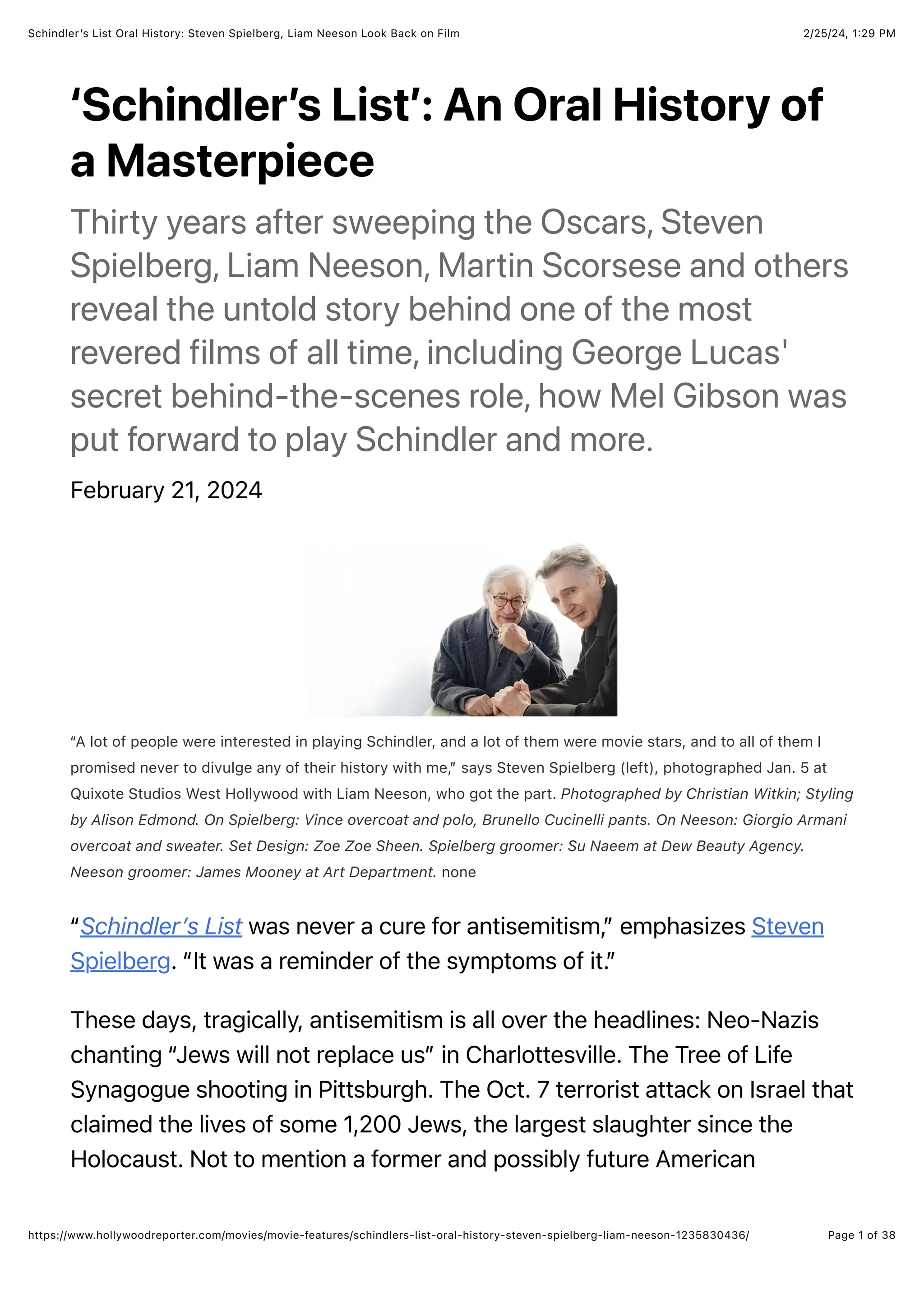 "Schindler’s List" : an oral history with the actors | PDF