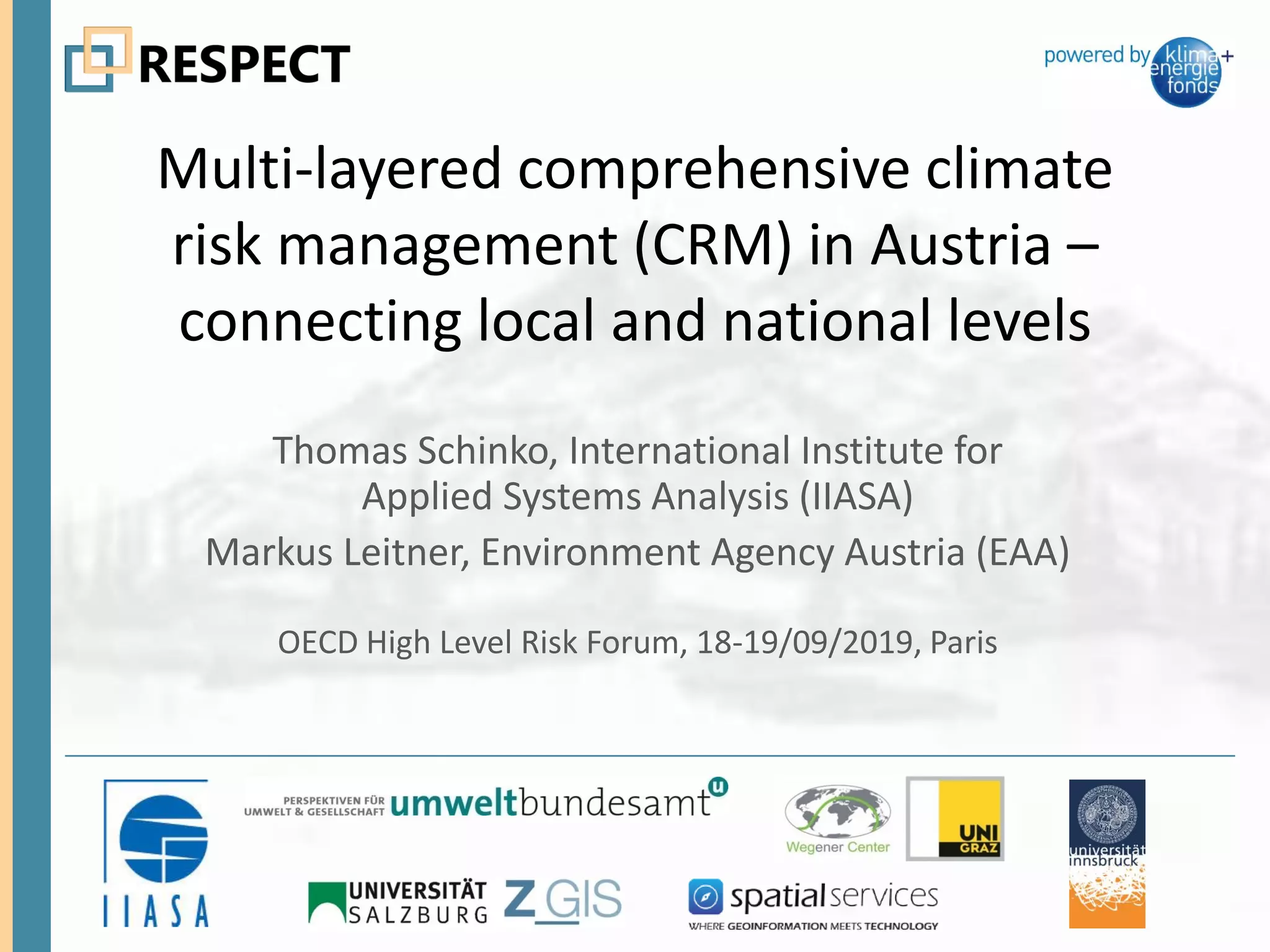 Multi-layered comprehensive climate risk management (CRM) in Austria ...