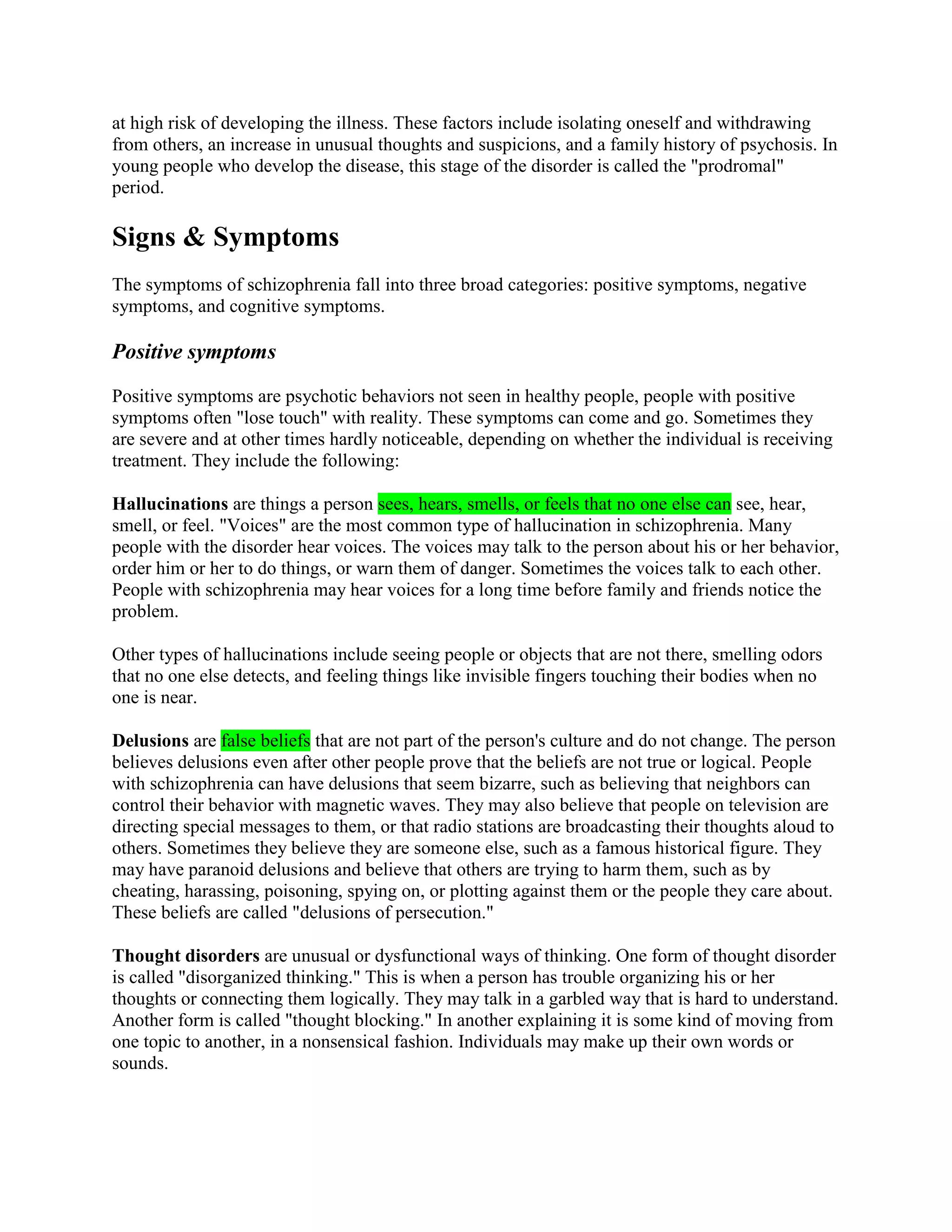 Schizophrenia (in short explaination) | DOCX