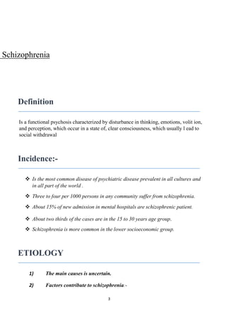 Schizophrenia Mental Health Nursing | PDF