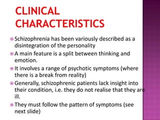 Schizophrenia and diagnosis by Angeline David | PPTX