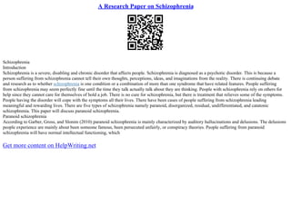 Schizophrenia Introduction | PDF