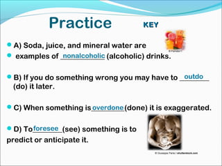 PREFFIXES / SUFFIXES | PPT | Food & Drink