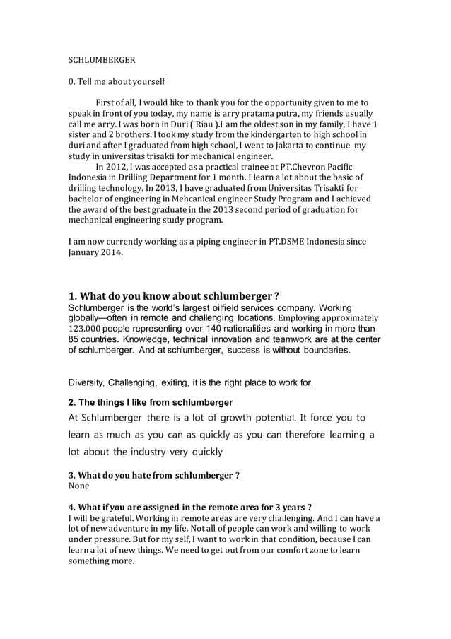 Schlumberger test | DOCX | Civil Engineering Industry | Industries