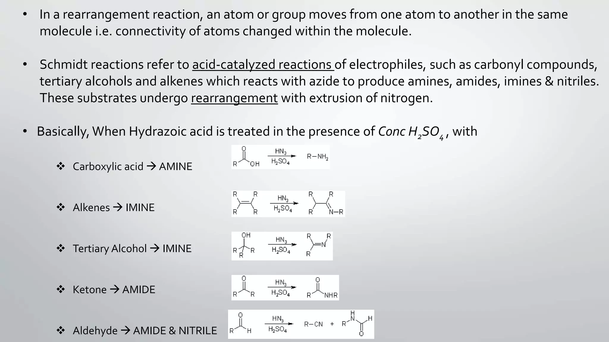 Schmidt rearrangement, B.PHARM 4 SEM, pharmceutical organic chem | PPTX