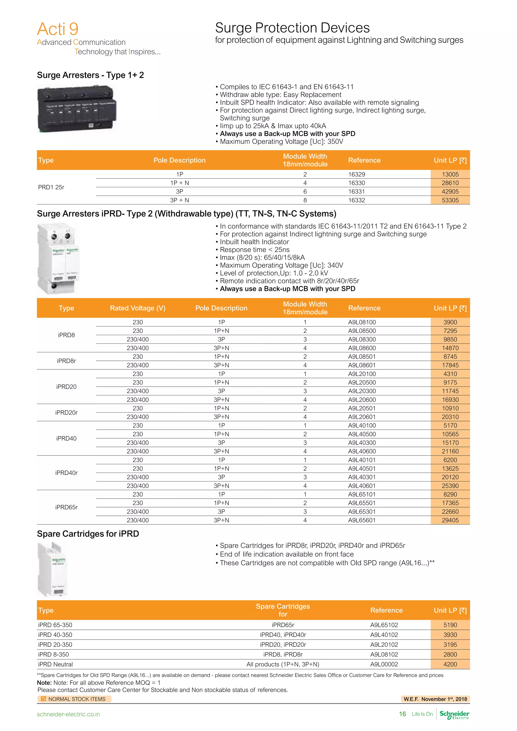 Schneider light control pricelist wef 1st nov 2018 | PDF