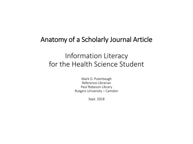 Anatomy of a Scholarly Journal Article | PPT