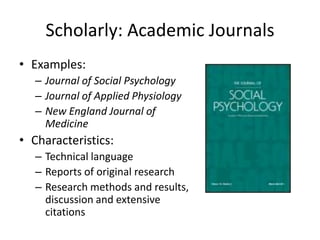 Scholarly vs. Popular | PPT