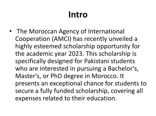 Scholarship by HEC Moroccan Government for Pakistani Students.pptx | Postgraduate Education ...