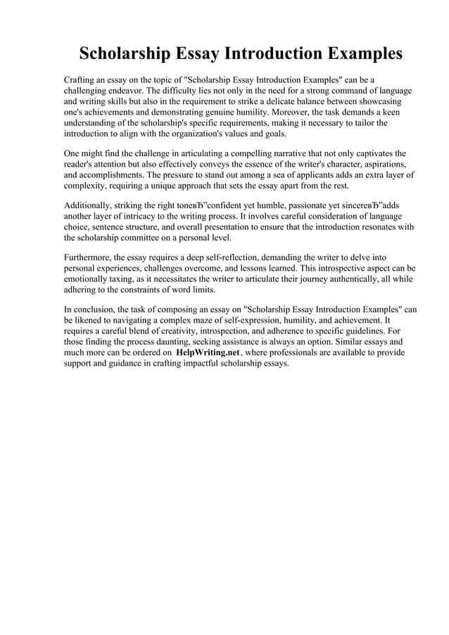 Scholarship Essay Introduction Examples | PDF