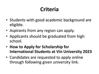 Scholarship for International Students at Vin University 2023.pptx