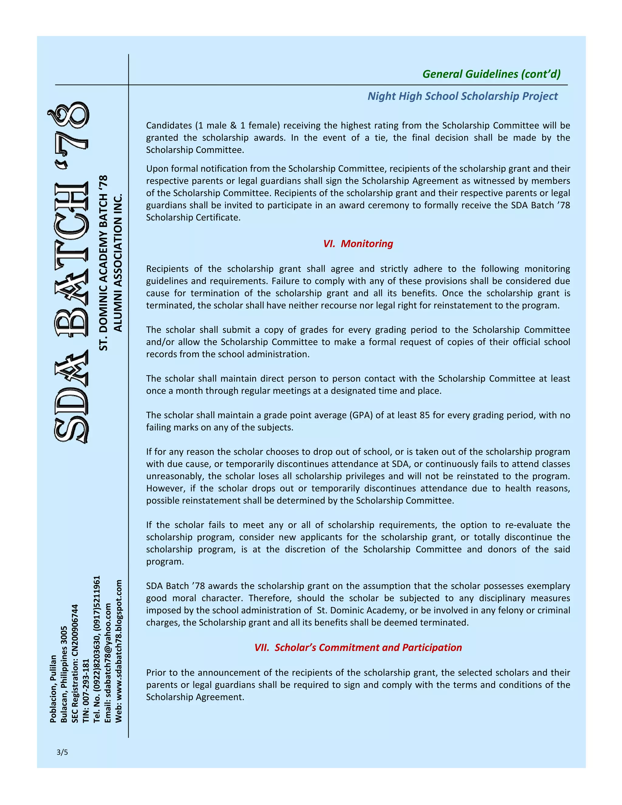 Revised: Scholarship Guidelines | PDF