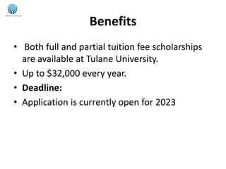 Scholarships at Tulane University USA.pptx