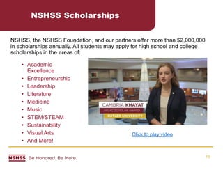 NSHSS (National Society of High School Scholars) - Scholarship Tips | PPT