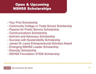NSHSS (National Society of High School Scholars) - Scholarship Tips | PPT