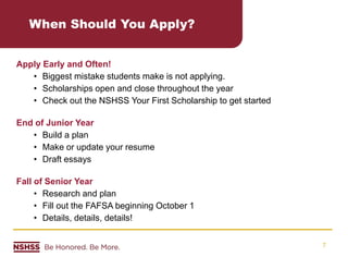 NSHSS (National Society of High School Scholars) - Scholarship Tips | PPT