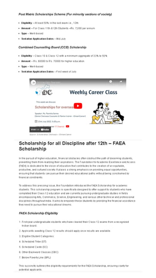 Scholarships for Students: A Comprehensive Guide | PDF | Student ...