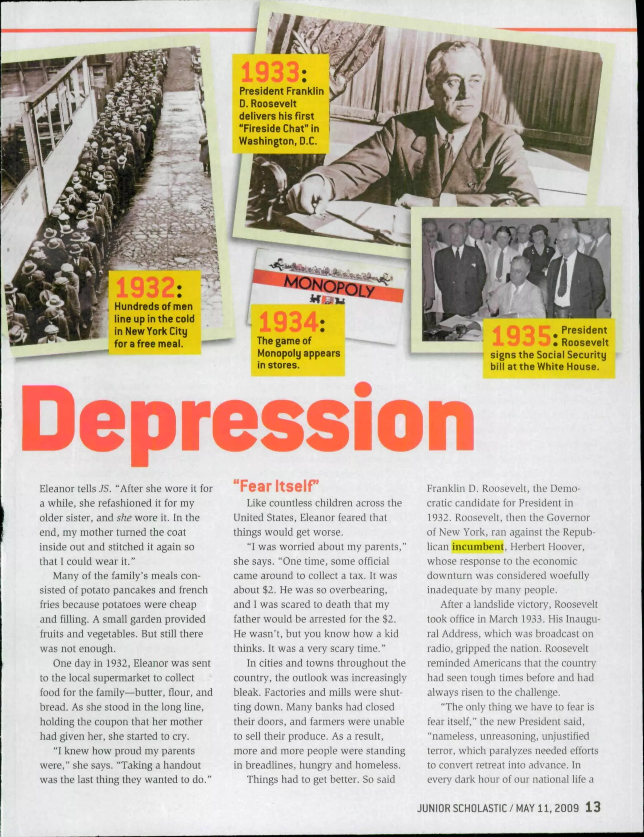 Scholastic great depression article | PDF