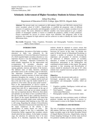 Scholastic achievement of higher secondary students in science stream | PDF
