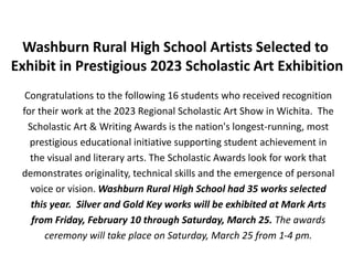 2023 Scholastic Art Winners from Washburn Rural High School | PPT