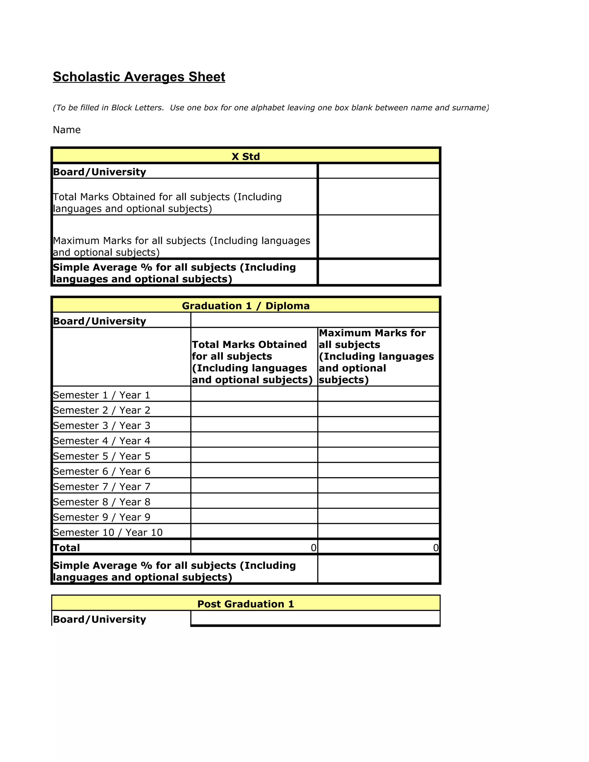 Scholastic averages sheet-2 | XLS