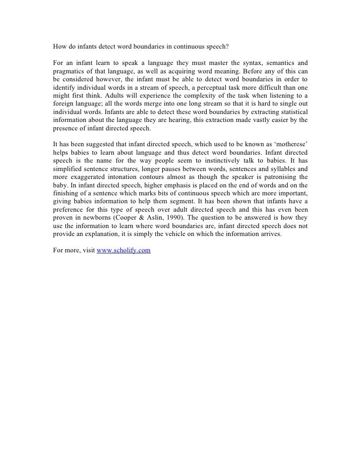 Scholify Essay Dev How Do Infants Detect Word Boundaries In Continuous Speech