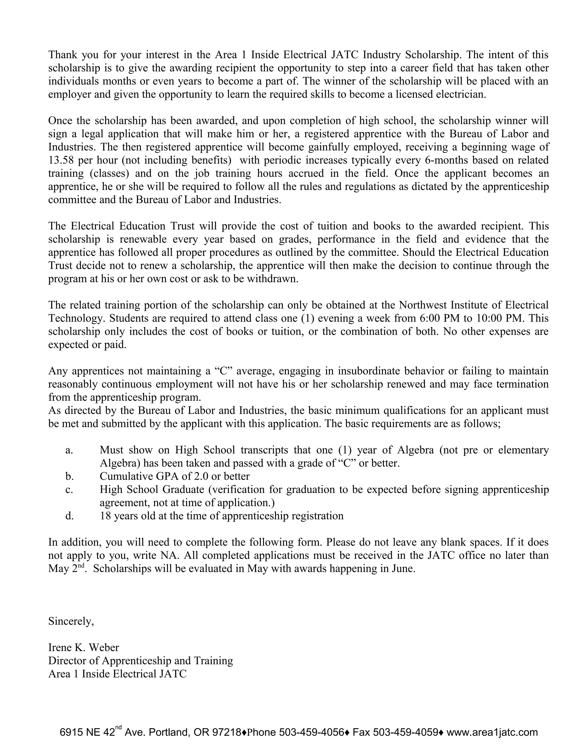 Scholorship Information | DOC