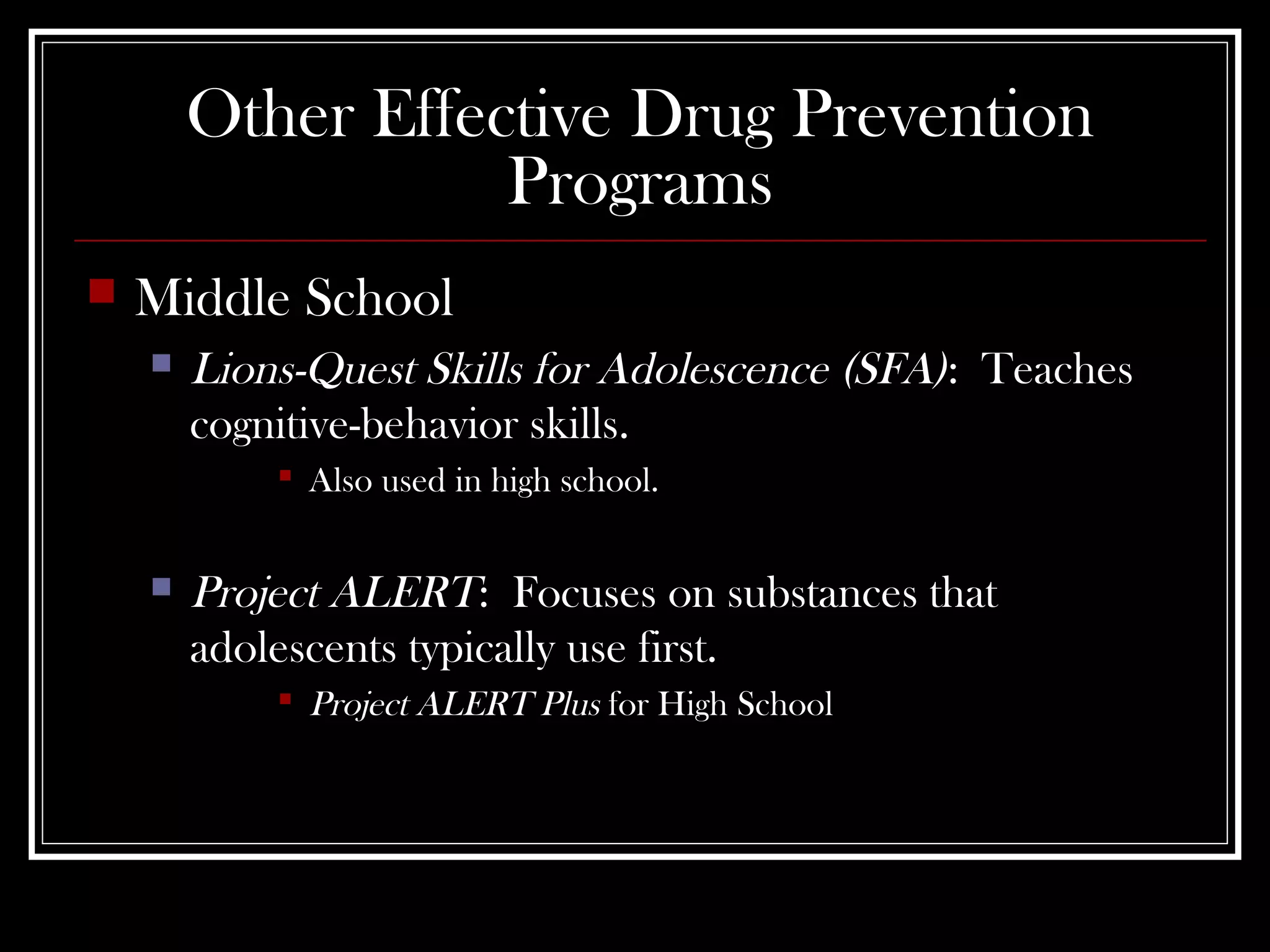 School based drug prevention | PPT