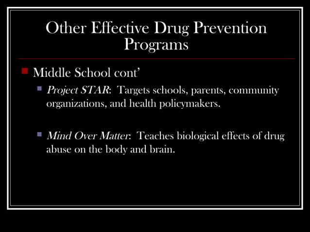School based drug prevention | PPT | Substance Abuse | Diseases and ...