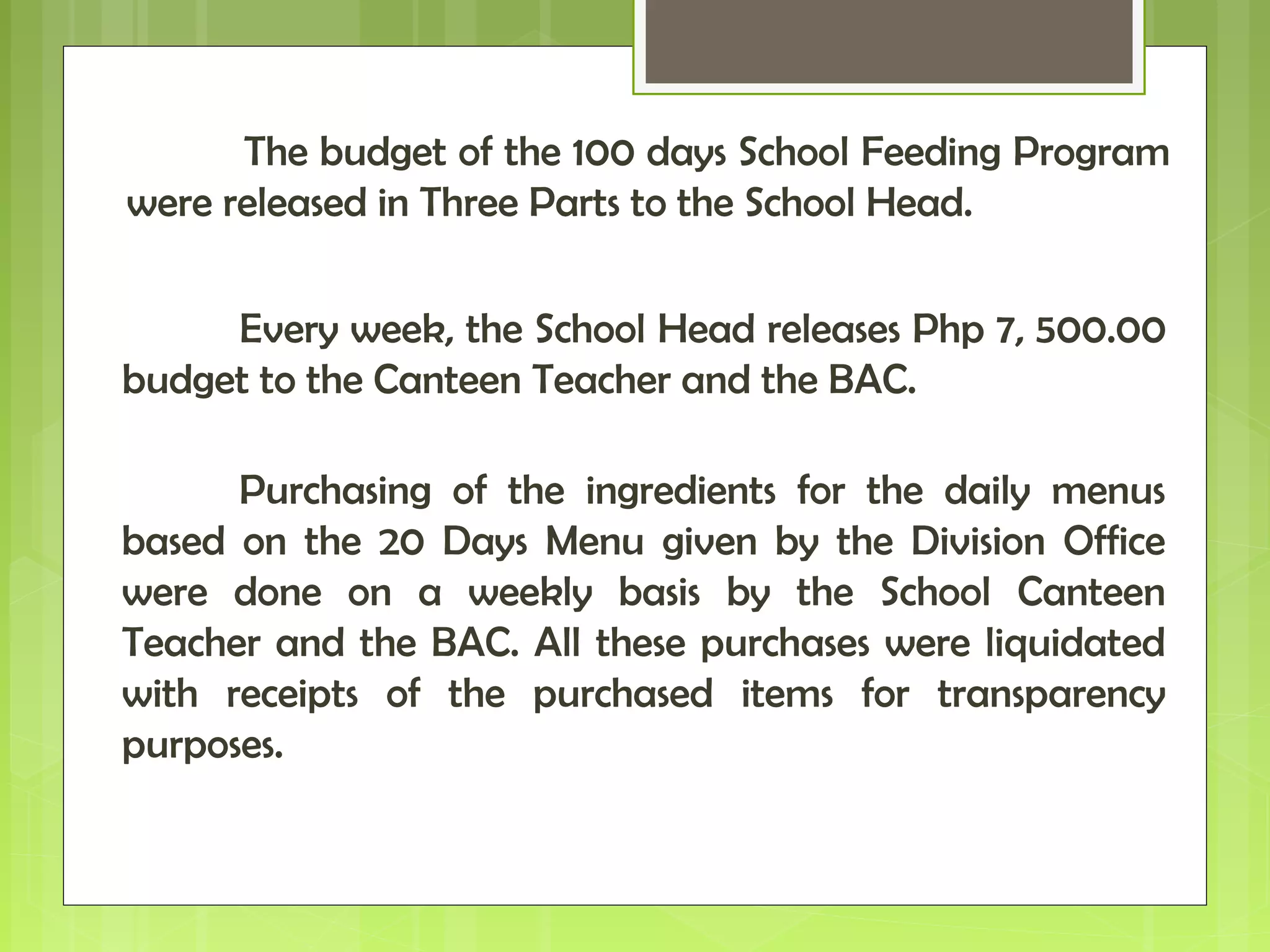 School based feeding program - best practices | PPT