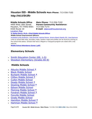 School houston isd middle schools only | PDF