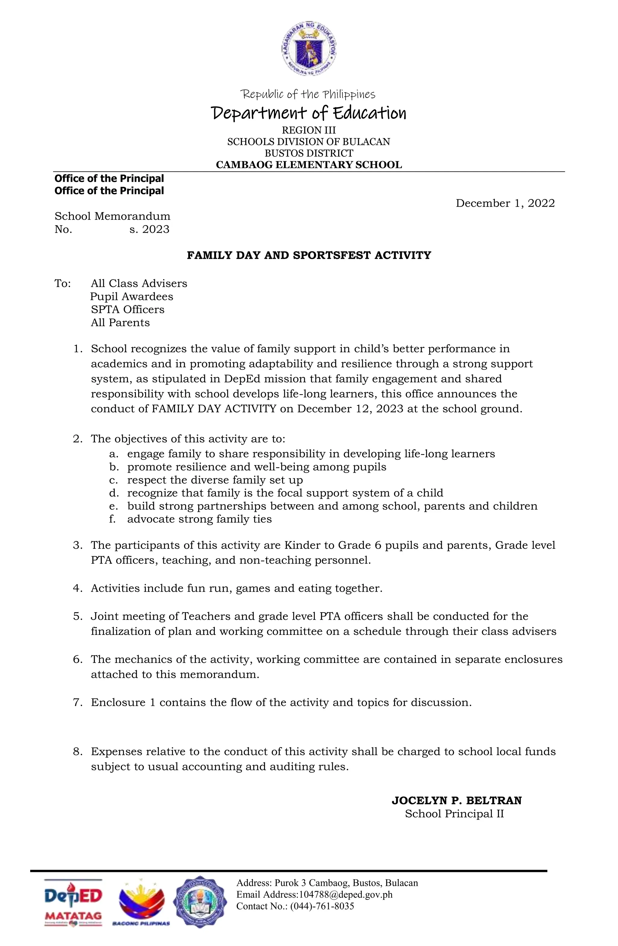 School-Memo-No. -s.-2023 Family Day Activity.docx