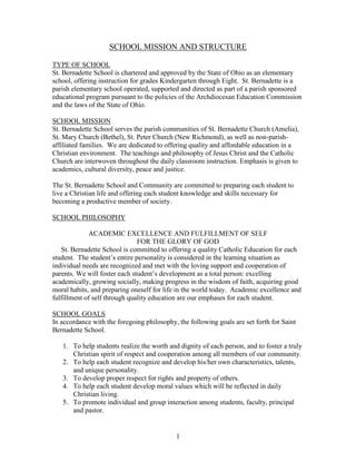 SCHOOL MISSION AND STRUCTURE | PDF