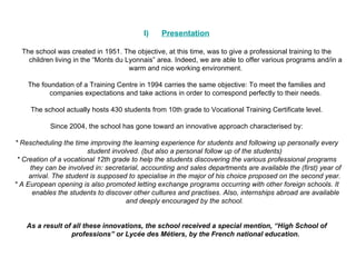 School Presentation France | PPT | Secondary Education | Education