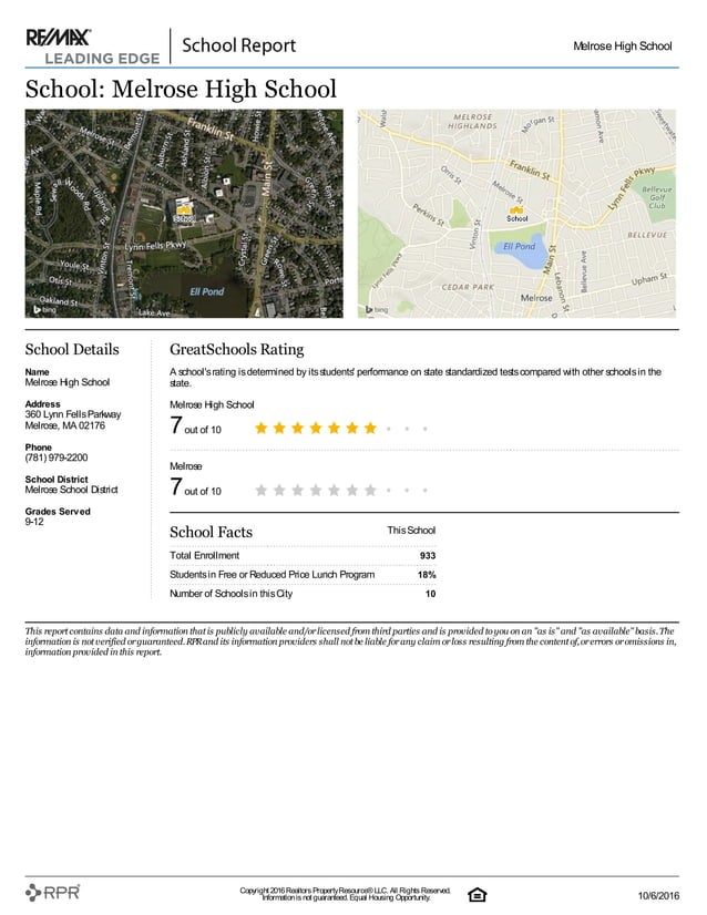 Melrose High School Ratings Report | PDF