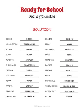 school-supplies-wordddddd-scrambleeeeeee | PDF