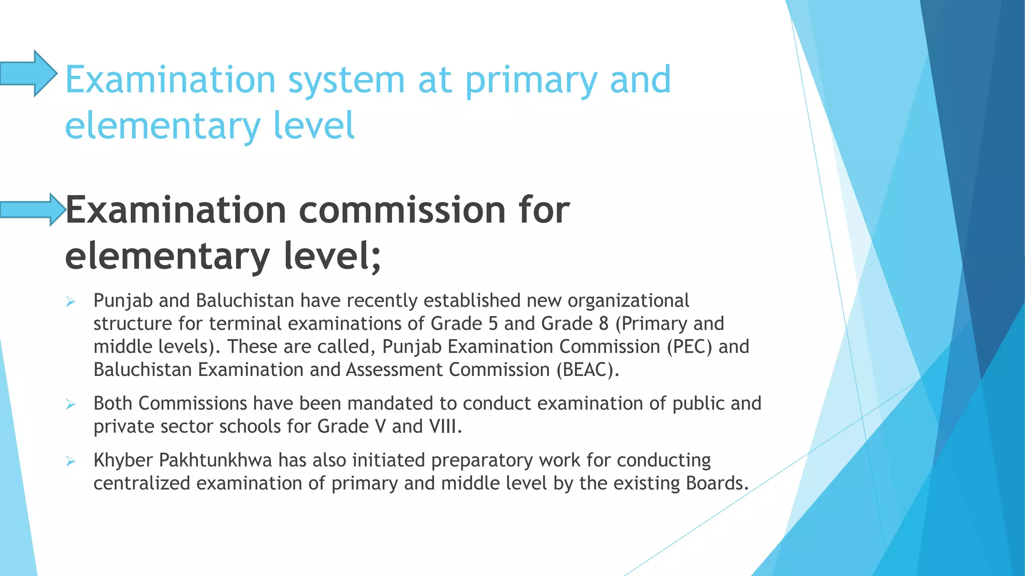 Assessment system at Elementary level in Pakistan. | PPTX
